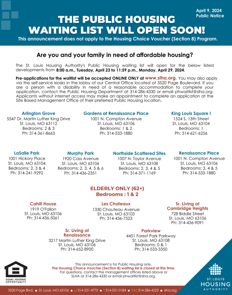 Public Housing Waiting List | St. Louis Housing Authority